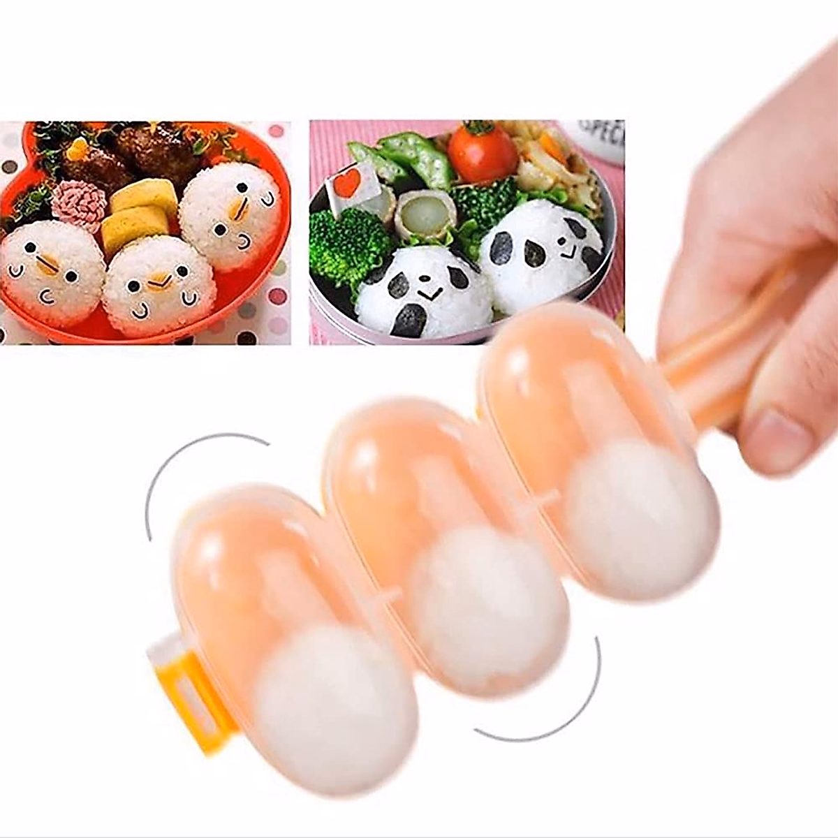 nanaxagly Rice Ball Molds DIY Sushi Balls Making Mould Kitchen Diningroom Tools for Shake DIY Lunch with a Mini Rice Spoon