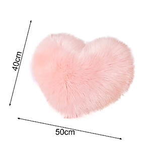 Luwsldirr Plush Pillow Reusable Heart Shaped Fluffy Sofa Cushion Flexible Eye-catching Light Pink