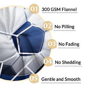 Personalized Soccer Blanket for Teens - 50x60 Inches Throw Size - Soft Fuzzy Cozy Blankets Gift for Soccer Team - Blue Sports Throw Blanket for Couch, Living Room & Office