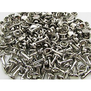 Amanteao Silvery Double Cap Rivets Plane Cap 12mm and Post 8mm Pack of 80 Sets