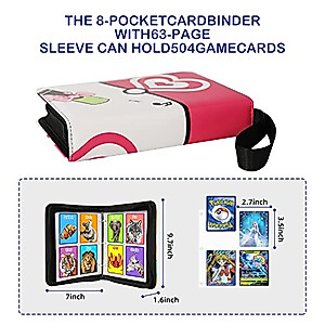 Card Binder 4-Pocket with 55 Removable Sheets Holds 440 Cards, Portable Waterproof Trading Card Holder for Game Cards, Yugioh, MTG, Trading Card Holder Gifts for Boys Girls