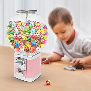 Freestanding Vending Machine Lockable Large Capacity Gumball Dispenser Machine Classic Gumball Bank Commercial Toy and Candy Vending Machine for Kids Child Birthday Christmas Party, Pink