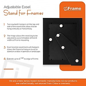 iFrame DIY Adjustable Easel Back for 8x10 Picture Frames – Solid Black Cardboard Display Stand for Photos, Art, Tiles & More, Tabletop Easel, Made in USA (Pack of 4)