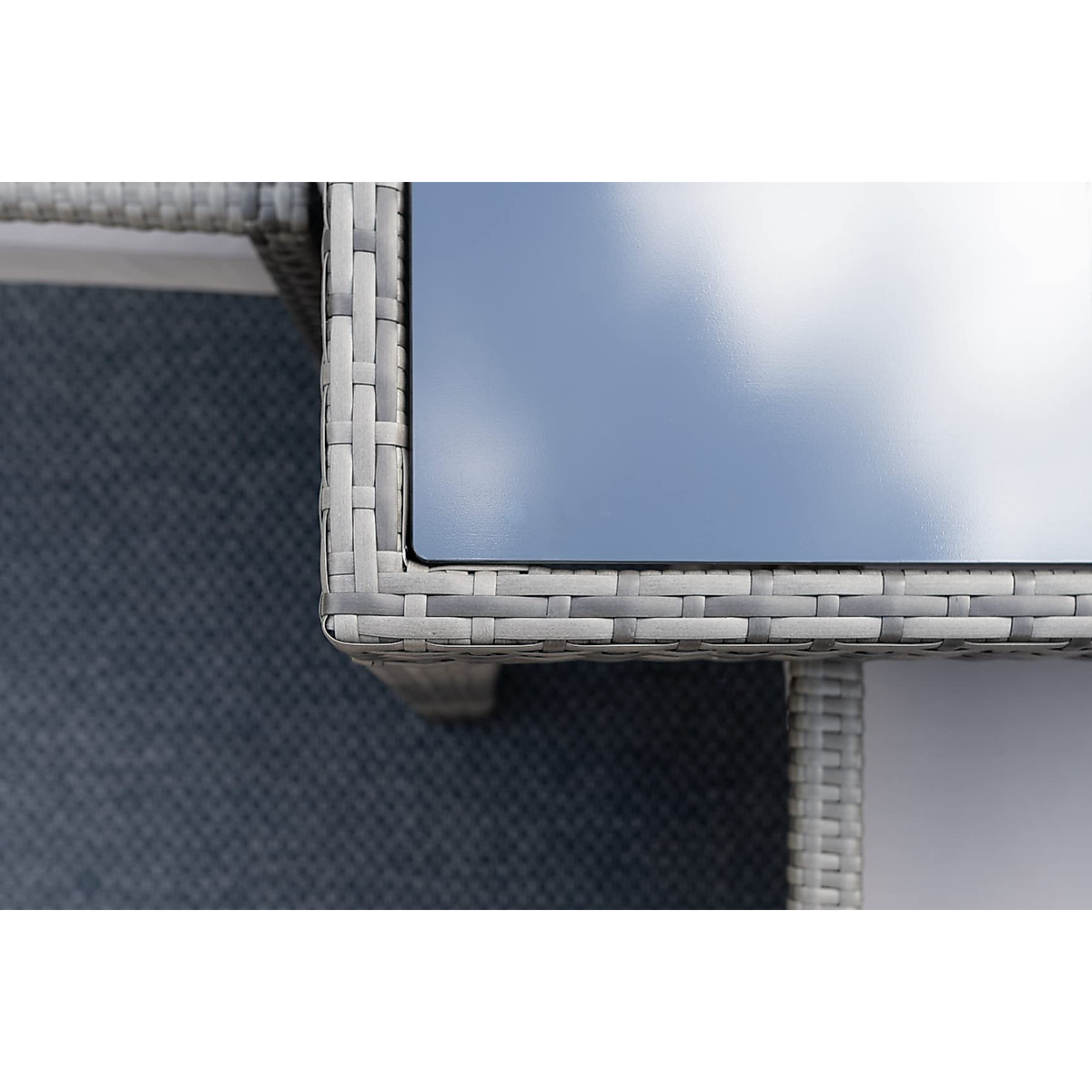 Bari 14-Piece Resin Wicker Combination Outdoor Patio Furniture Set (L) in Mixed Gray w/Sofa Set, Six-Seat Dining Set, and Chaise Lounge Set