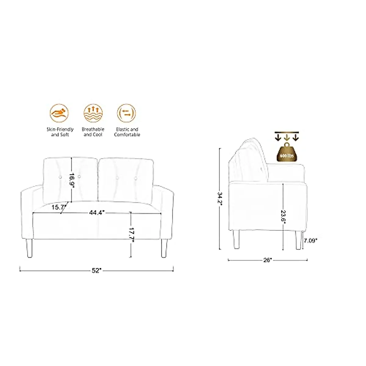 Msaleen Small Sofa Mini Couch Loveseat – Blue Couch Sofa Button Tufted Couch, Mid Century Small Loveseat 2-Seater Contemporary Modern Sofas Small Loveseat for Small Space Navy Blue Accent Love Seat