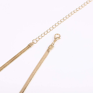 Bomine Flat Snake Waist Belly Chains Dress Shiny Sexy Bikini Body Chains Body Jewelry Nightclub Beach for Women and Girls (Gold), Free sizes