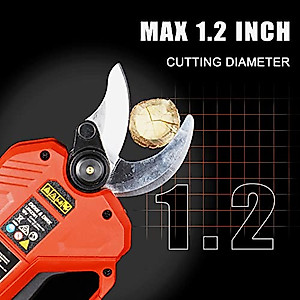 DEKE&DIRK Electric Pruning Shears Professional Cordless Tree Pruner with 2 PCS Rechargeable 2Ah Lithium Battery, Electric Tree Branch Trimmer with Brushless Motor, 1.2 Inch (30mm) Cutting Diameter