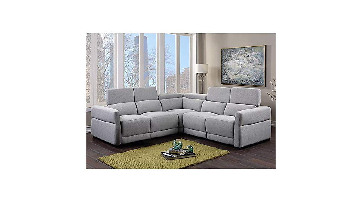 Isla Gray Tweed Power Reclining Sectional by Steve Silver
