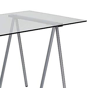 Flash Furniture Glass Computer Desk with Silver Metal Frame
