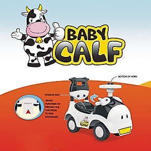 POCO DIVO Baby Calf 3-in-1 Walker Low-seat Ride On Toy Sliding Car Pushing Cart with Sound - Black/White