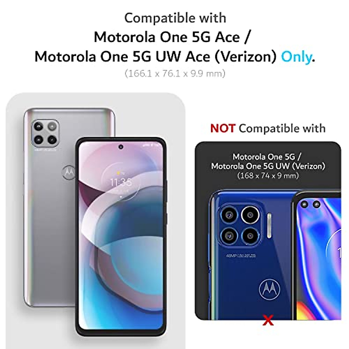 TUDIA DualShield Designed for Motorola One 5G Ace Phone Case, [Merge] Shockproof Military Grade Dual Layer Tough Slim Heavy Duty Protection for Moto One 5G UW Ace Case - Matte Black