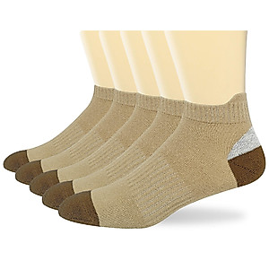 HaloYIYI Men's 5 Pack Low Cut Ankle Athletic Socks Performance Running Sports Socks (Beige, 10-13|US Men's Shoe Size 6-10)