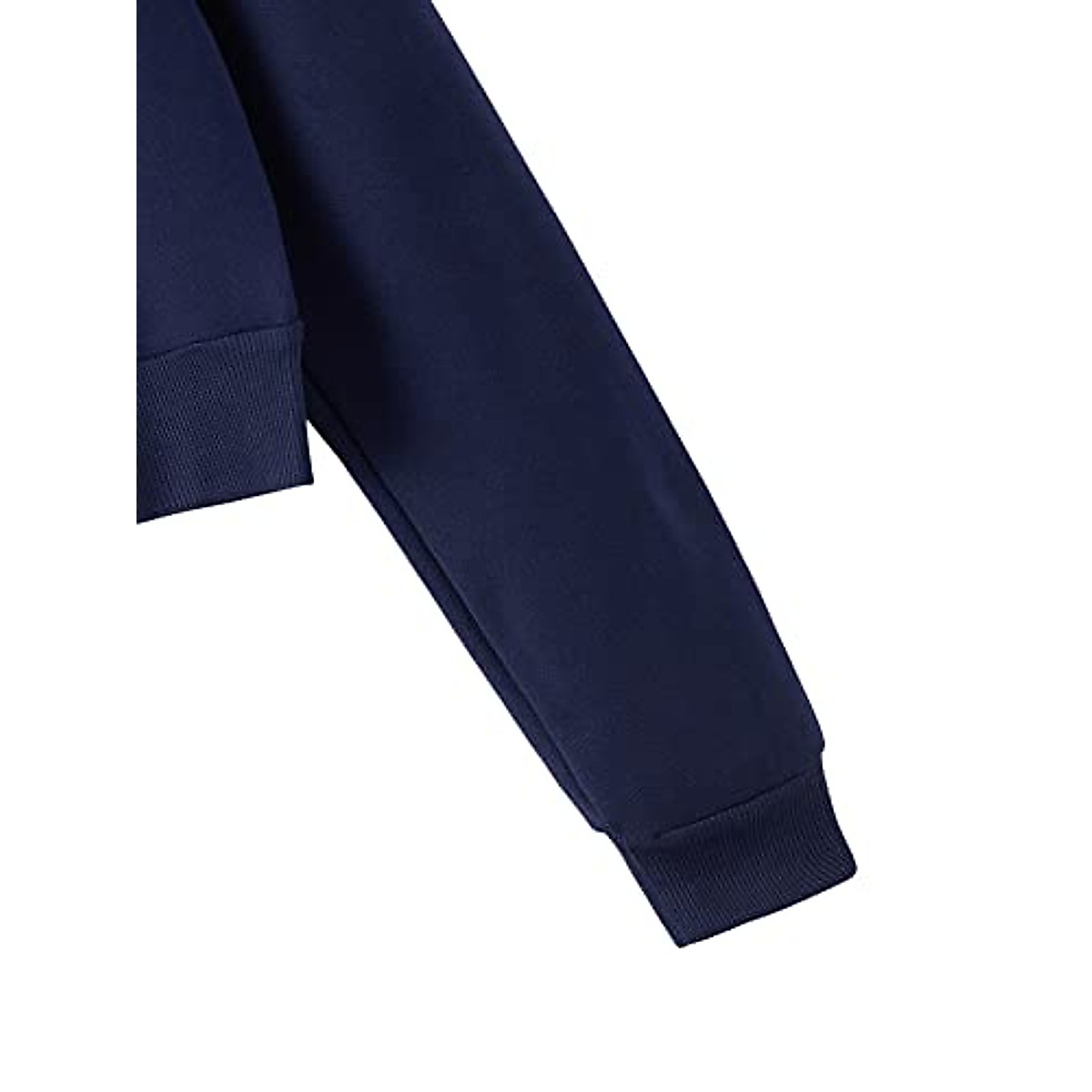 SweatyRocks Women's Long Sleeve Drawstring Full Zip Hooded Jacket Crop Sweatshirt Navy Blue L