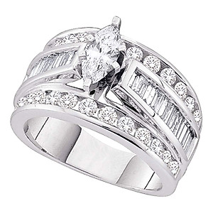 Dazzlingrock Collection 14kt White Gold Women's Marquise Diamond Solitaire Engagement Ring 3.00 ctw
