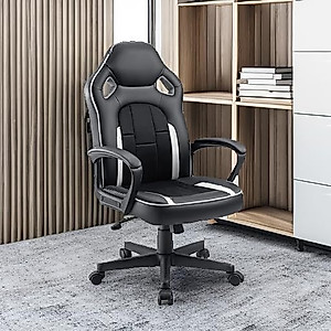 Shahoo Office Chair Swivel Task Seat with Mesh Back, Ergonomic Waist Support, White