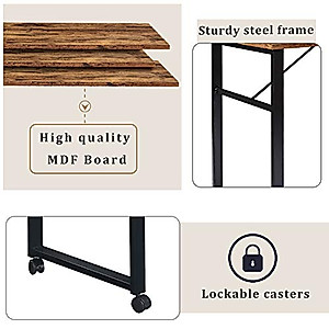Merax, Brown L Shaped Corner Desk with Shelves and Storage, Rotating, 5-Tier Bookcase, Multi-Functional Office Workstation