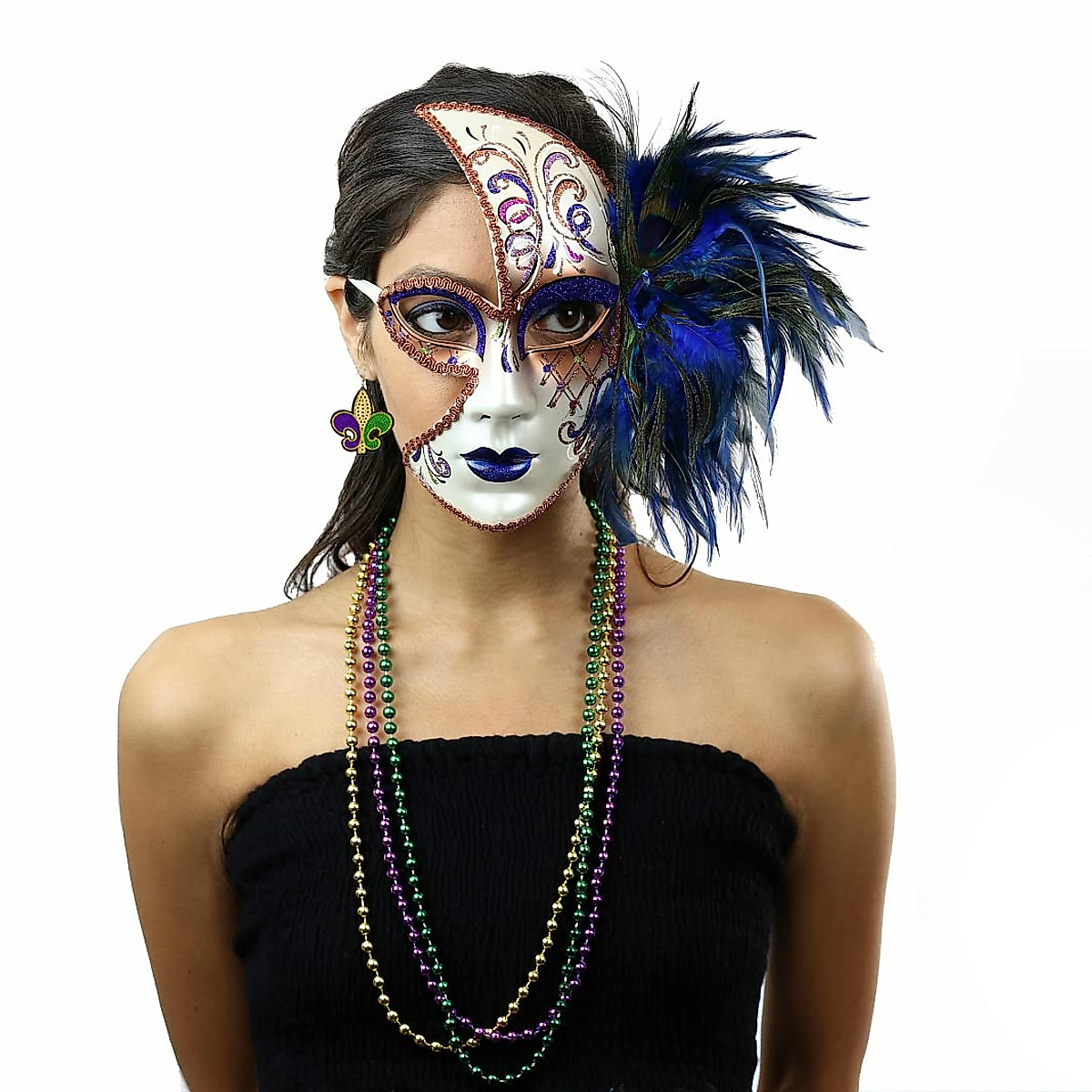 Mardi Gras Earrings for Women,Sequins Fabric Evil Eye Donut Fleur De Lis Dangle Earrings Carnival Theme Drop Earrings Holiday (Fleur De Lis)