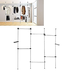 Mothinessto Freestanding Clothes Rack, Spacesaving Floortoceiling Clothes Hanger, 30kg Expandable Load Capacity, Strong Inner Spring for Living Room