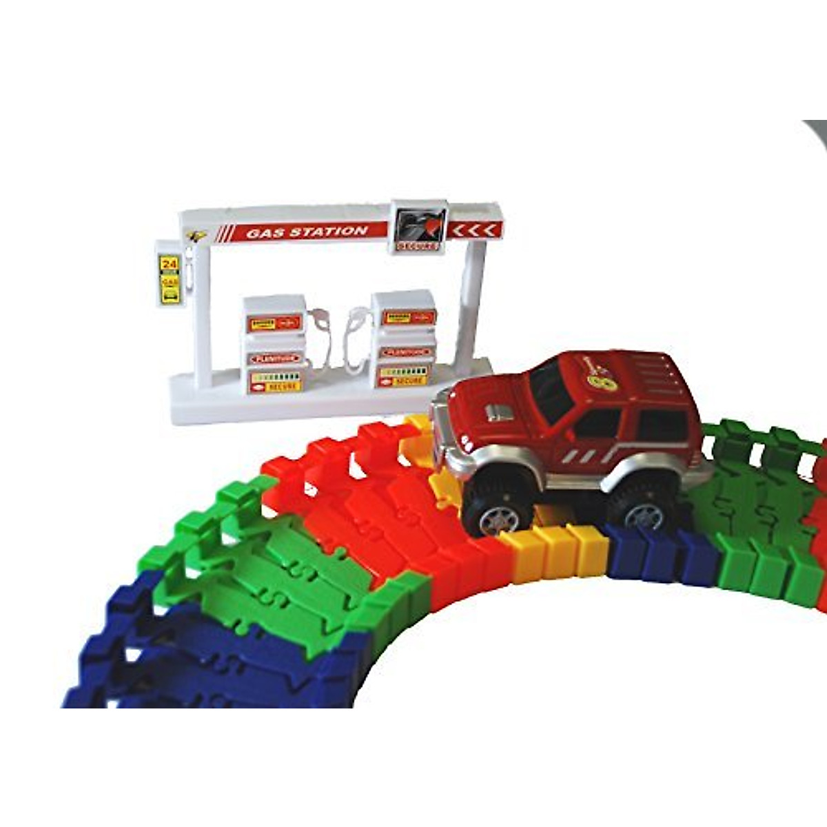 MMP Living Super Snap Speedway - Deluxe Bend and Flex Track Set with 3 Electric Cars, Tunnels, Bridge, Elevator, ramp, Track Merge and Accessories - Over 300 Pieces