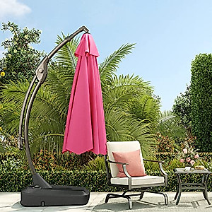 Grand patio Deluxe NAPOLI 12FT Patio Umbrella, Curvy Aluminum Cantilever Umbrella with Base, Round Large Offset Umbrellas for Garden Deck Pool (Red, 12 FT)