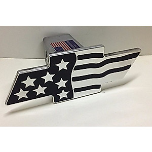 Black Chevy Flag Hitch Cover, Chevy Bow Tie Flag Hitchcover