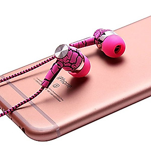 Design Nylon Braided Crack Earphone Cloth Rope Earpieces Stereo Bass MP3 Music Headset with Microphone for Cellphone MP3 MP4 (Pink)