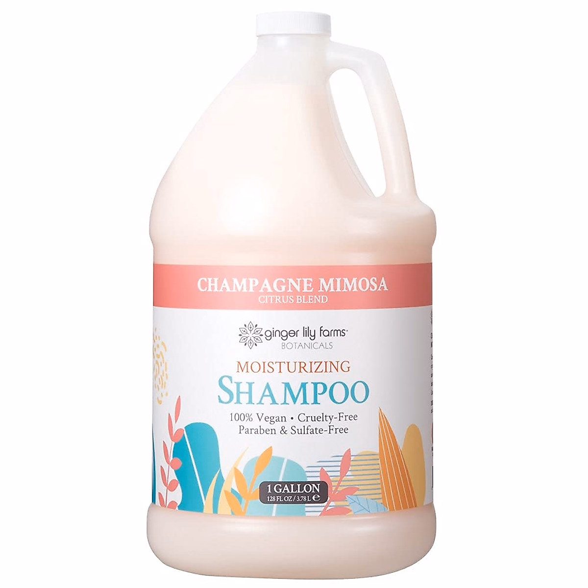 Ginger Lily Farms Botanicals Moisturizing Shampoo for All Hair Types, Champagne Mimosa, 100% Vegan & Cruelty-Free, Citrus Blend Scent, 1 Gallon (128 fl oz) Refill