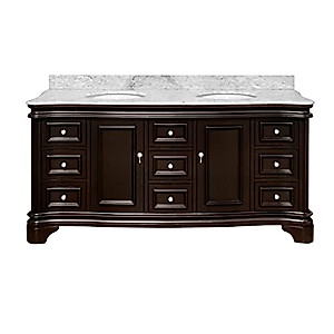 Kitchen Bath Collection Katherine 72-inch Double Bathroom Vanity (Chocolate/Carrara): Includes Chocolate Cabinet with Authentic Italian Carrara Marble Countertop and White Ceramic Sinks