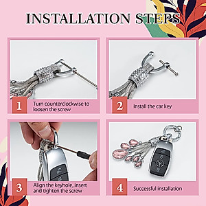 Bling Crystal Car Keychain for Women, Keychain Accessories With Rhinestones, Fashionable Car Key Chain for Car Keys Fit BMW Honda Audi Lexus Ford Mercedes Benz Nissan Cadillac Toyota (2 Pink)
