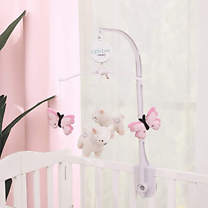 NoJo Little Love Sweet Llama & Butterflies Pink & White Musical Mobile, Pink, Ivory, Lavender