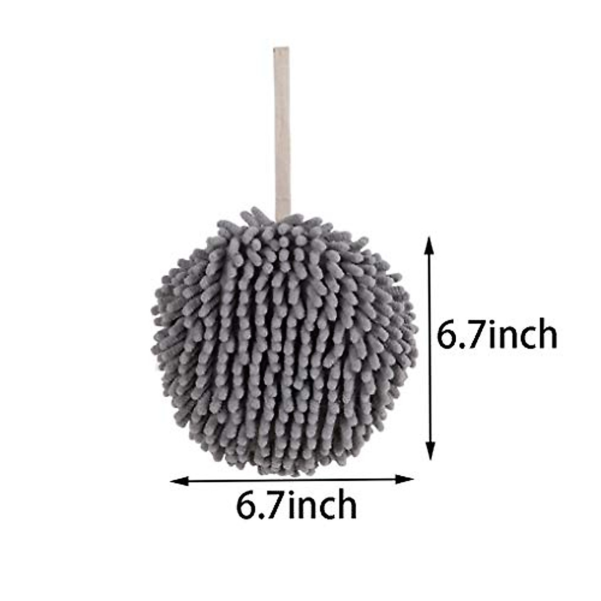 MAYITBE Soft Absorbent Chenille Hand Towels, Decorative Hanging Fuzzy Towels Ball, Thick Drying Cloth Hand Towel for Home Kitchen & Bathroom (Grey*2)