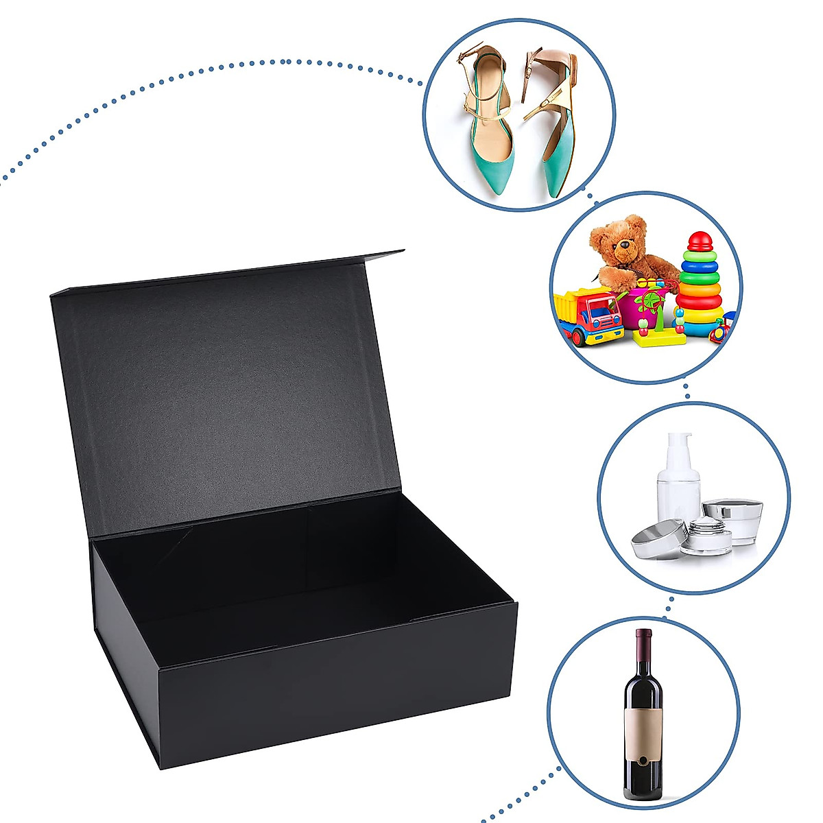 Giftgarden 4-Pack 11”x8”x3.5” Black Gift Boxes with Magnetic Lids, Large Collapsible Gift Wrap Box Magnet Clourse for Presents, Valentines Day, Birthday, Wedding, Bridesmaid Groomsman Proposal Box