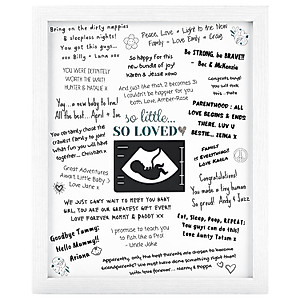 Baby Shower Guest Book Frame (With 2 Mats For Single Baby OR Twins) Large Sonogram Picture Frame To Sign – Unique Guest Book Alternative For Girls & Boys (CLASSIC WHITE)