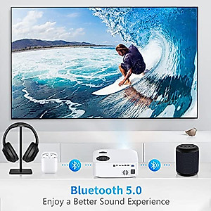 5G WiFi Bluetooth Native 1080P Projector, AILESSOM 15000 LM 450" Display Support 4K Movie Projector, High Brightness for Home Theater and Business, Compatible with iOS/Android/TV Stick/PS4/HDMI/USB