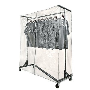 JOMAHMA Commercial Grade Garment Black Base Z-Rack with Cover Supports & Vinyl Cover