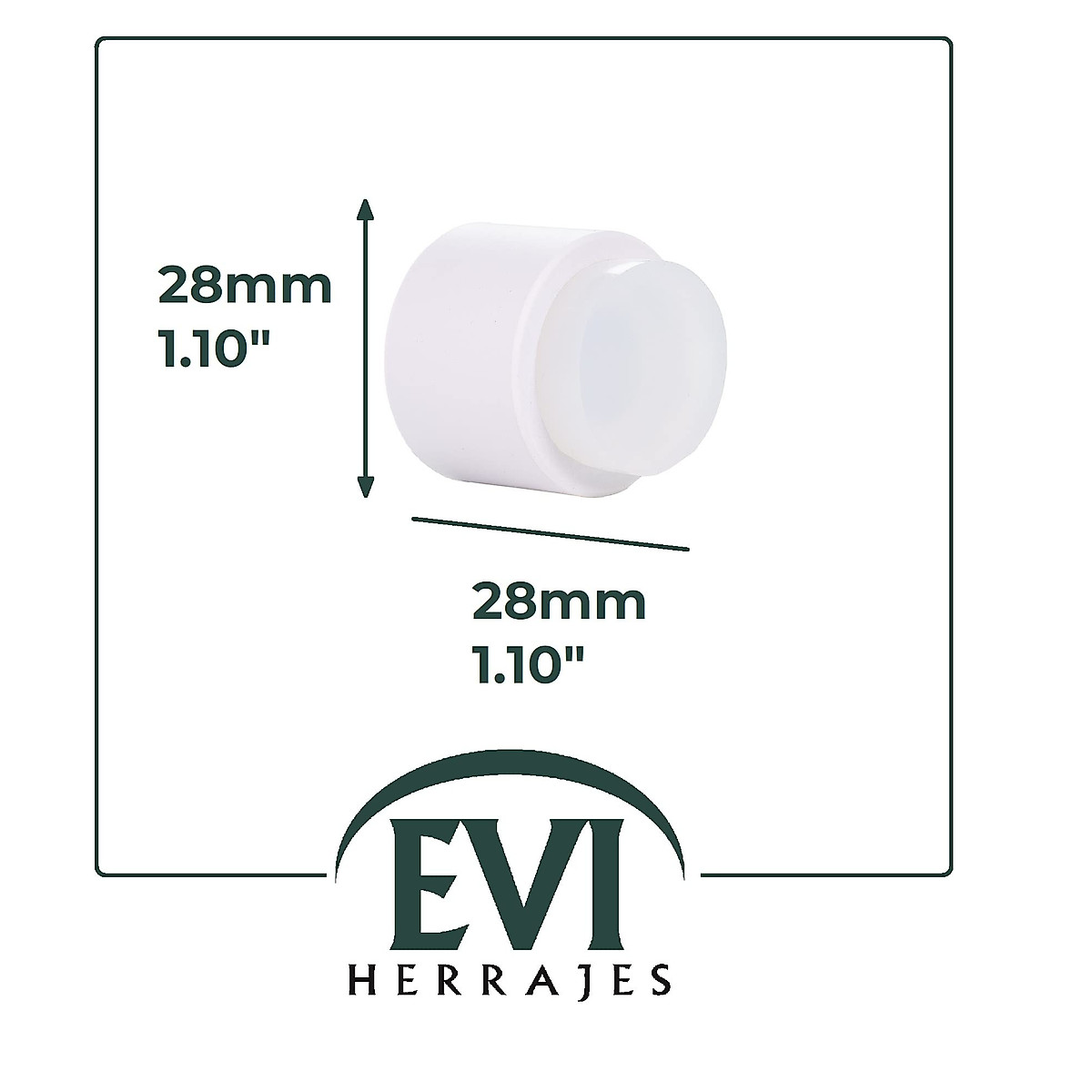 EVI | Wall Adhesive Doorstop | 1.1'' X 1.1'' | Great Adherence | 100% Functional | Mod. 198/28 (White Lacquered Stainless Steel - White Rubber)