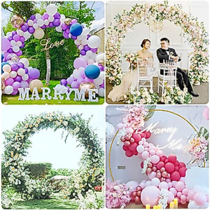 Fomcet 8FT Gold Round Backdrop Stand Circle Balloon Arch Frame Large Metal Wedding Arch for Anniversary Birthday Party Valentine Ceremony Wedding Decorations Thickened Square Tubes
