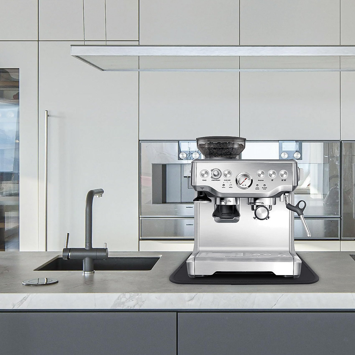 Appliance Sliding Mat for Kitchen Small Appliances, Coffee Maker Mat Mover for Countertops, Suitable for Kitchenaid Espresso, Air Fryer, Etc (Black)