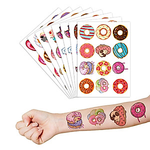 Donut Temporary Tattoos Birthday Party Decorations Supplies Party Favors 96PCS Tattoos Stickers Cute Kids Girls Boys Gifts Classroom School Prizes Themed Christmas