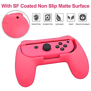 FASTSNAIL 4 Pack Grips Kit Compatible with Nintendo Switch for Joy Con, Wear-Resistant Grip Controller for Joy con & OLED Model with 12 Thumb Grip