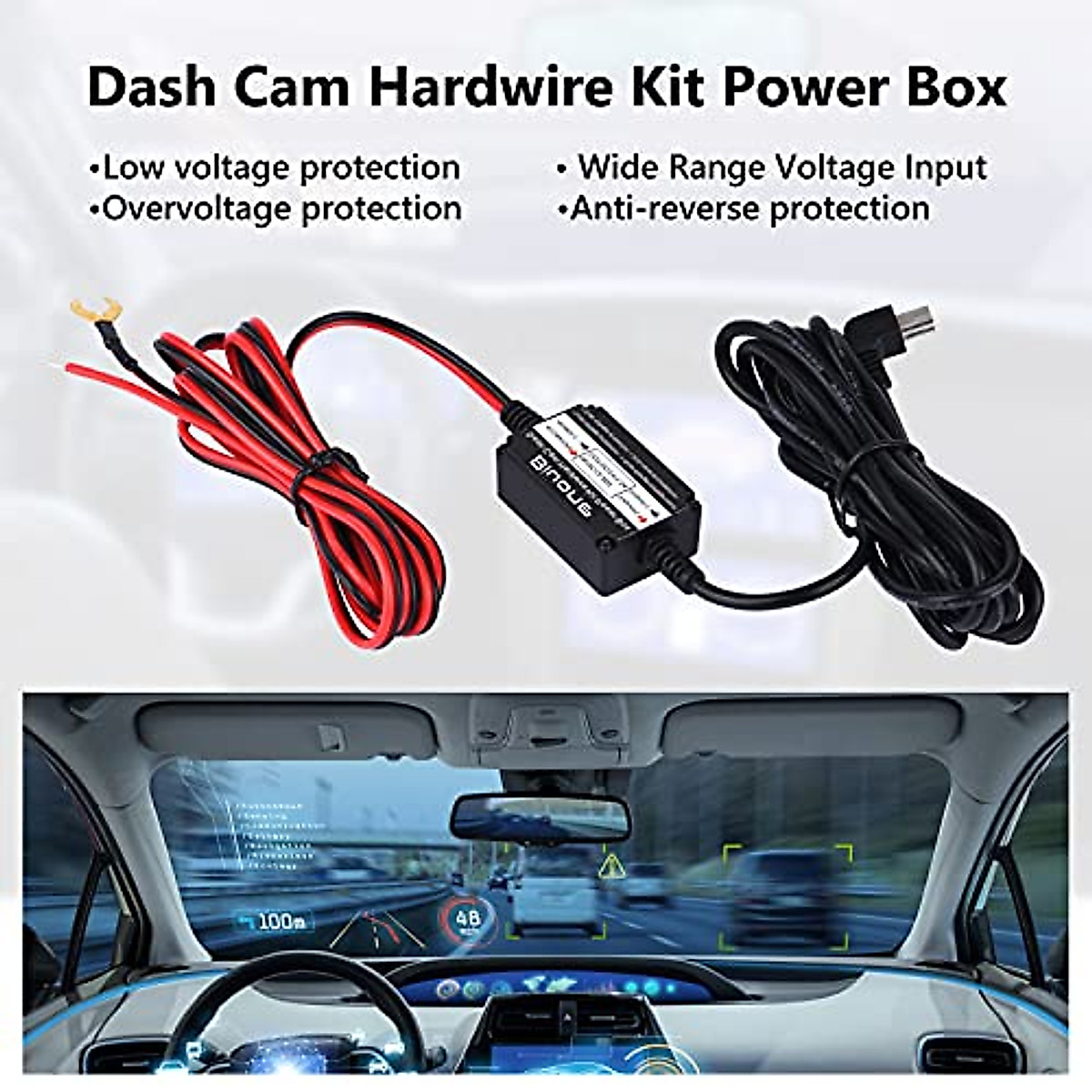 Biuone Hardwire Kit for Dash Cam 11.5ft Mini USB Dash Cam Low Voltage Protection Car Dash Camera Charger Power Cable