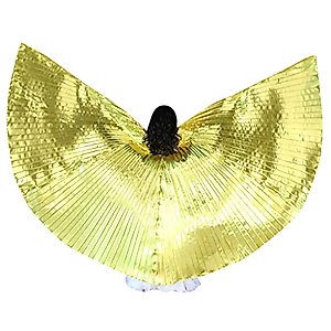 Cegduyi Children Girls Costumes Belly Dance Isis Wings with Sticks Angel Wings Performance Clothing