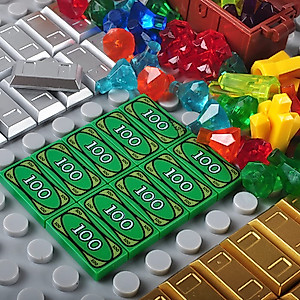 BAENRCY Treasure Accessories Set Building Blocks Bullion Money Gold Bar Jewelry Building Bricks Kit DIY Building Set Compatible All Major Brands(#A)