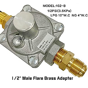 MCAMPAS 10 Feet 1/2" ID Natural Gas Quick Connect Hose and Regulator Replacement for Kitchen-Aid 710-0003 Gas Grill Conversion Kit,Convert 4-Burner Cabinet Style Gas Grill to Natural Gas