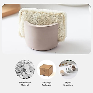 Selegna Diatomaceous Earth Sponge Holder - Drying Rack, Absorbent Stone Kitchen Sink Organizer, Beige (Small)