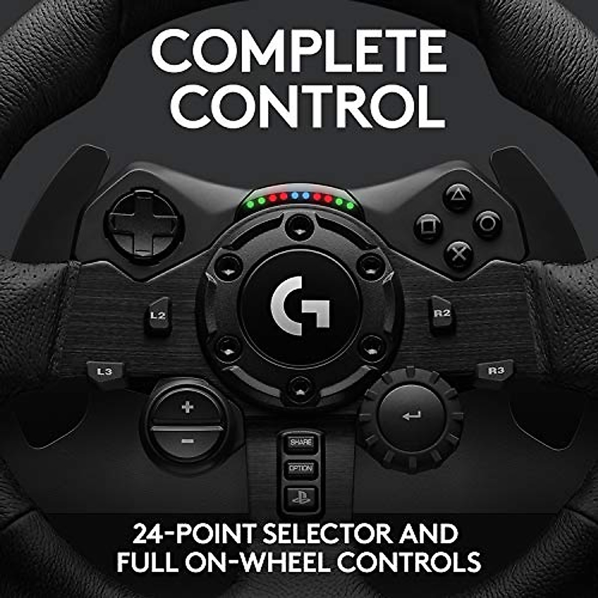 Logitech G923 Racing Wheel and Pedals for PS 5, PS4 and PC featuring TRUEFORCE up to 1000 Hz Force Feedback, Responsive Pedal, Dual Clutch Launch Control, and Genuine Leather Wheel Cover (Renewed)