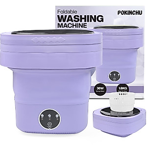 Foldable Portable Washing Machine - Mini Washer & Dryer Combo Washing Machine Suitable for Small Clothes Socks & Underwear, Collapsible Wash Machine for Baby Clothes Apartments Dorm & Travel - Purple