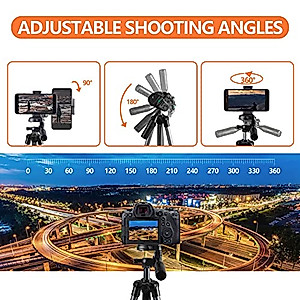 Polarduck Camera Mount Phone Tripod Stand: 42-Inch 106cm Lightweight Travel Tripod for iPhone with Remote & Phone Holder & GoPro Adapter Compatible with iPhone & Android Cell Phone | Matte Black