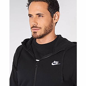 Nike Men's Sportswear Club Fleece Full Zip Hoodie, Fleece Zip-Up Hoodie Men, Black/Black/White, XL