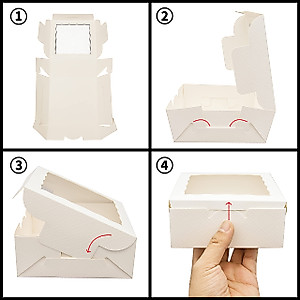 QULIT 50pcs 5x5x2 Inch Cookie Boxes with Window White Bakery Boxes Pastry Boxes for Macaroon Dessert Cupcake Donut Pastry Muffins